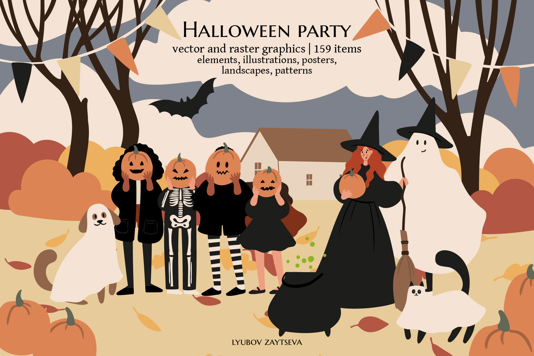 Halloween party clipart | ai eps svg, a Seasonal Illustration by ...