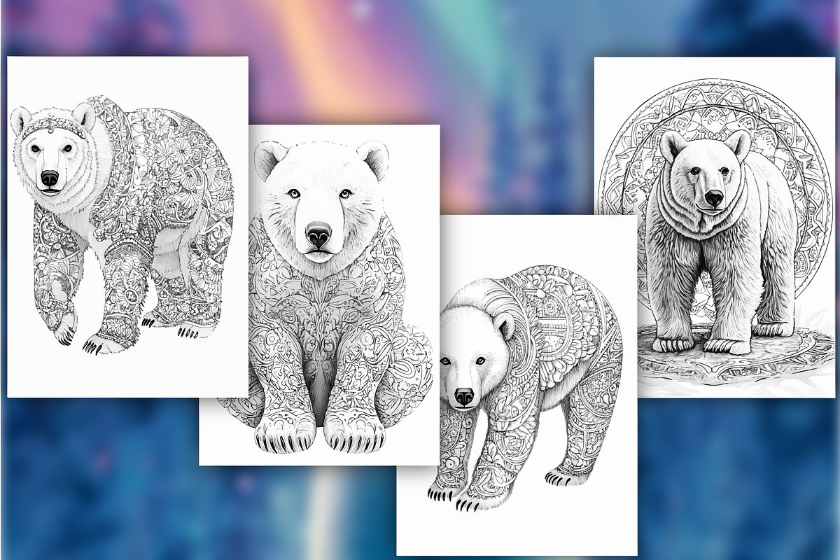 100 Polar Bear Mandala Coloring Page, an Animal Illustration by ...