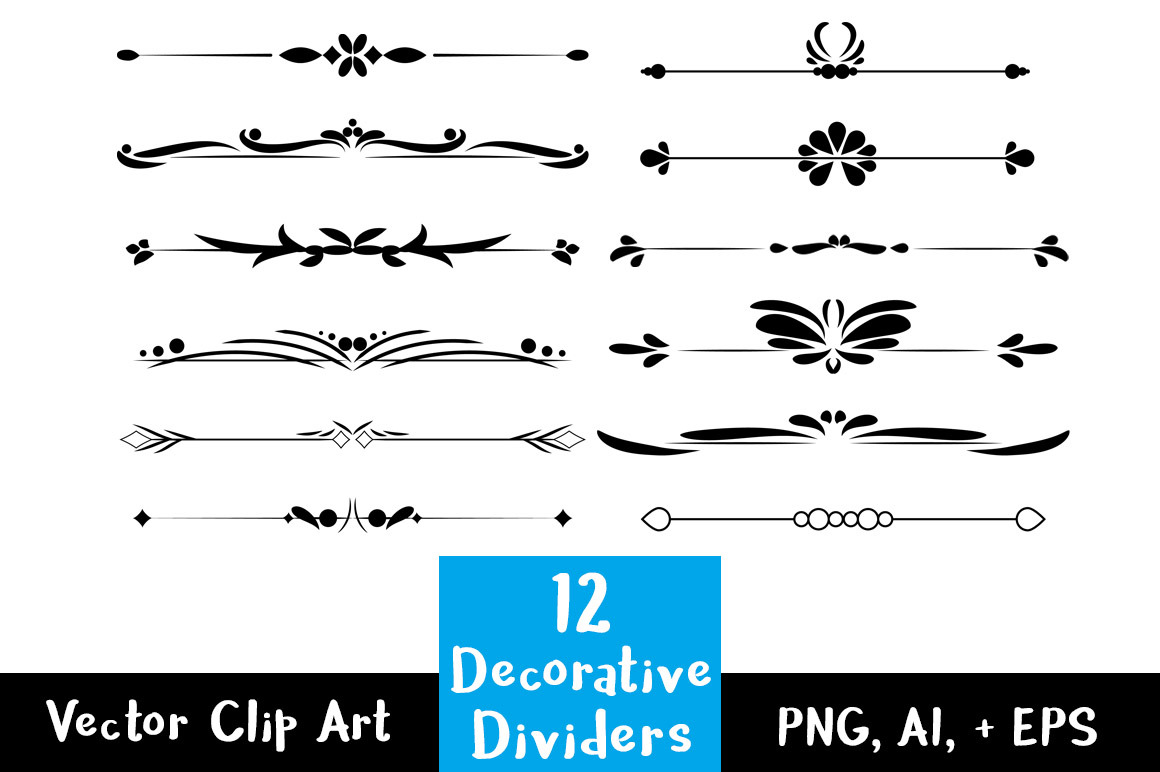 12 Decorative Vintage Text Dividers, a Decorative Illustration by The ...