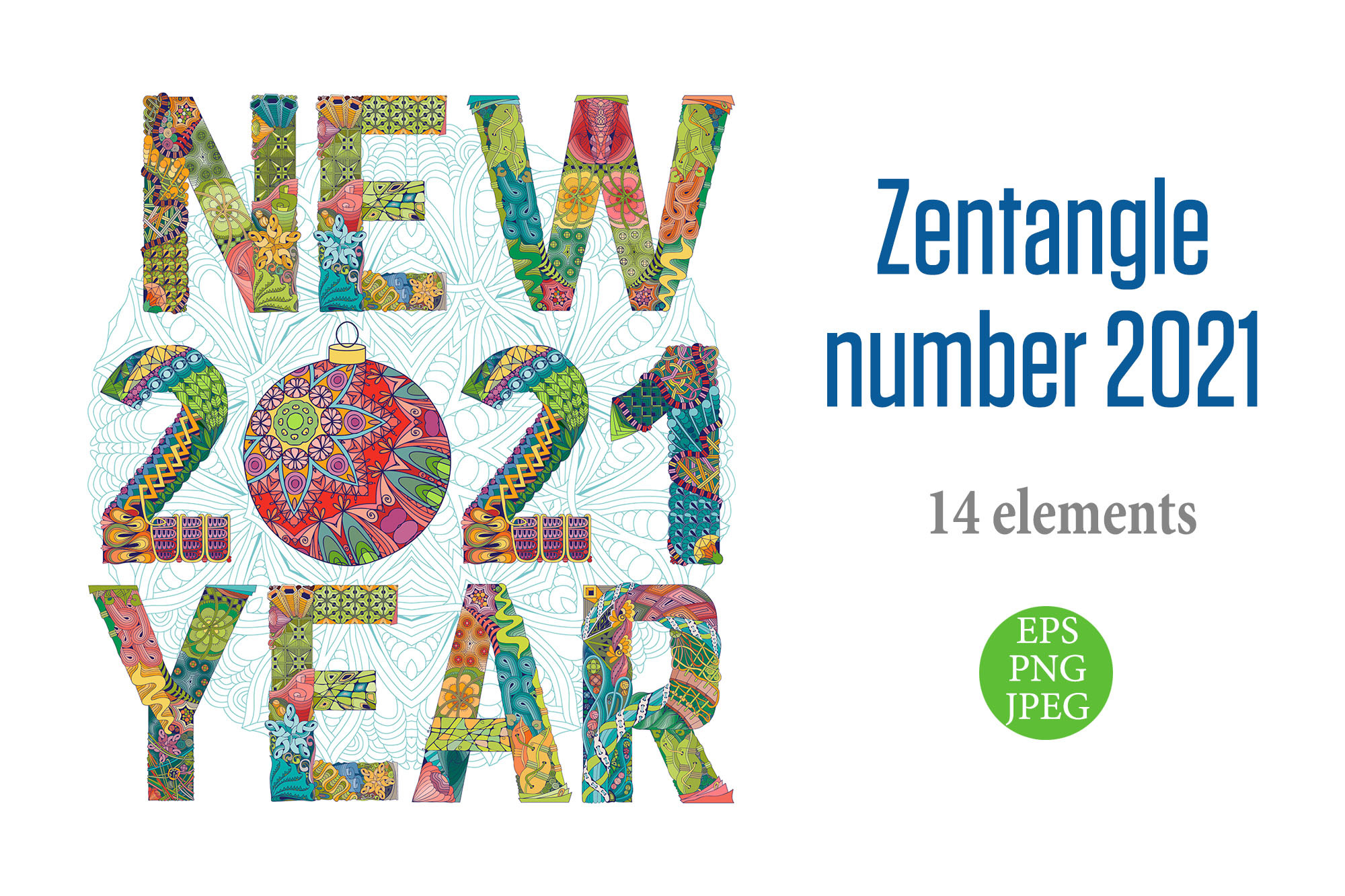 Decorative numbers 2021, a Decorative Illustration by Watercolor fantasy
