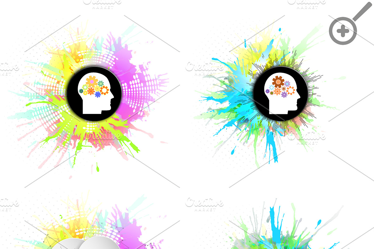 Set of 12 vector icons of human head, a Technology Illustration by ...