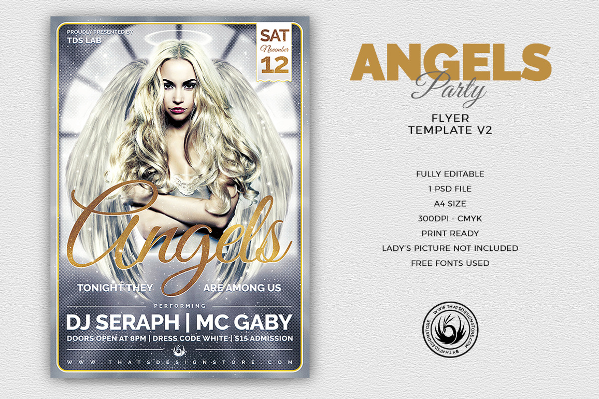 Angels Party Flyer Template V2, a Flyer Template by ThatsDesign Art