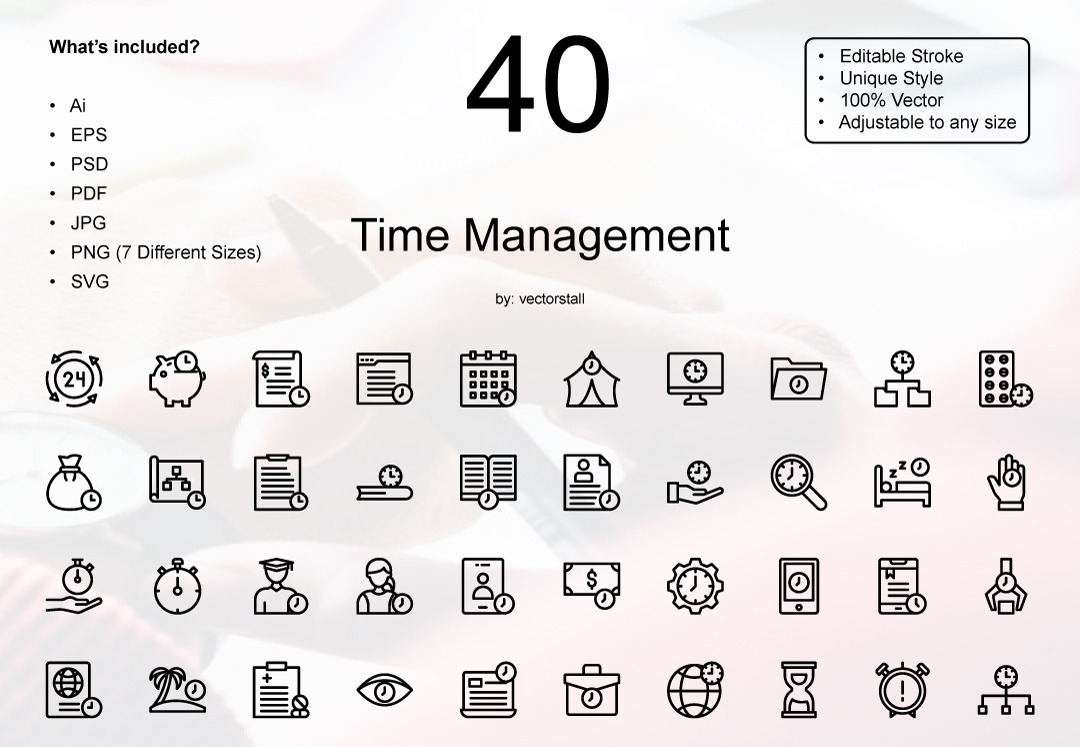 Time Management, an Outline Icon by Vector Stall