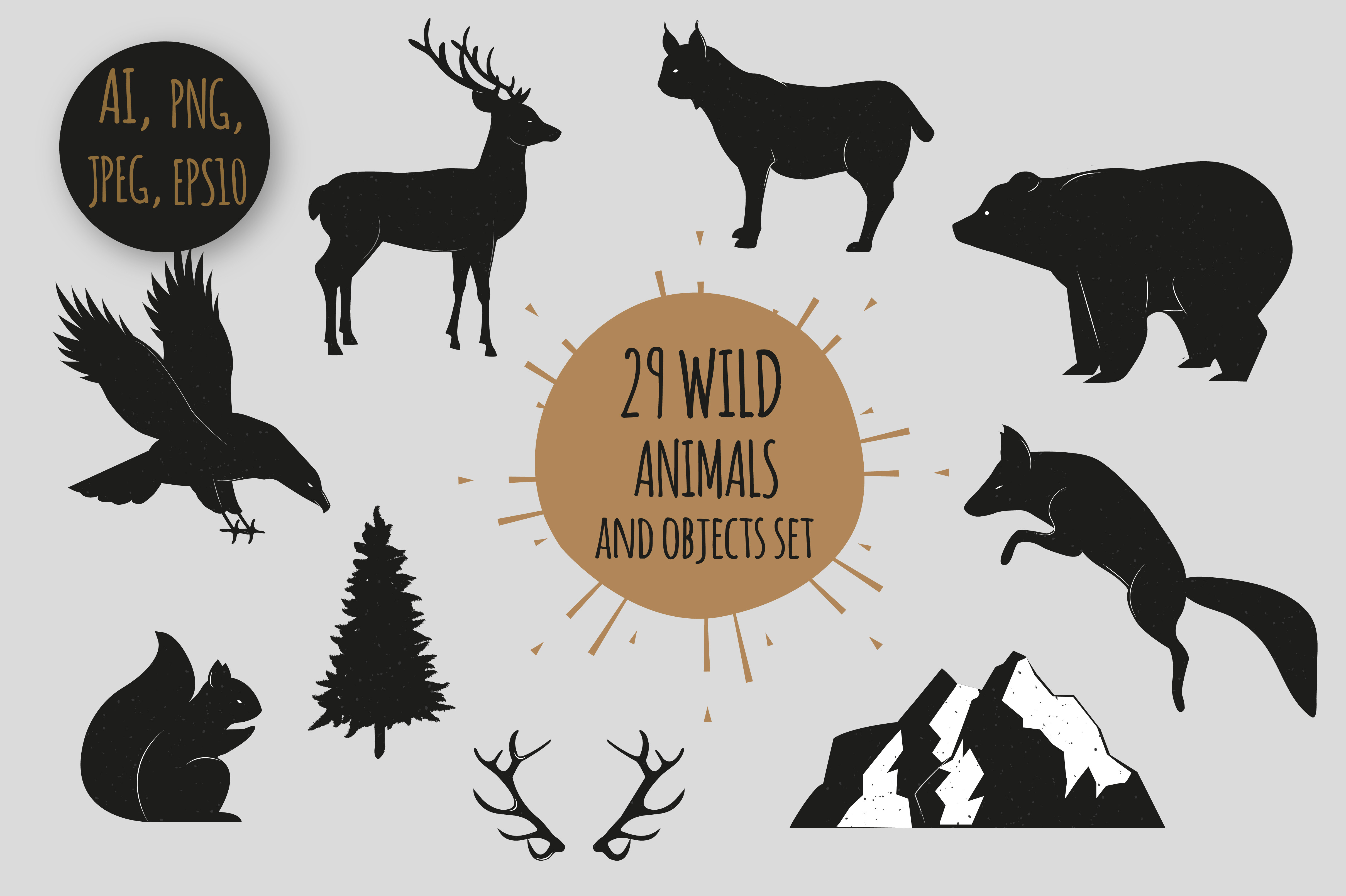 29 Wild Animals and objects set, an Object Graphic by Sviatlana-St