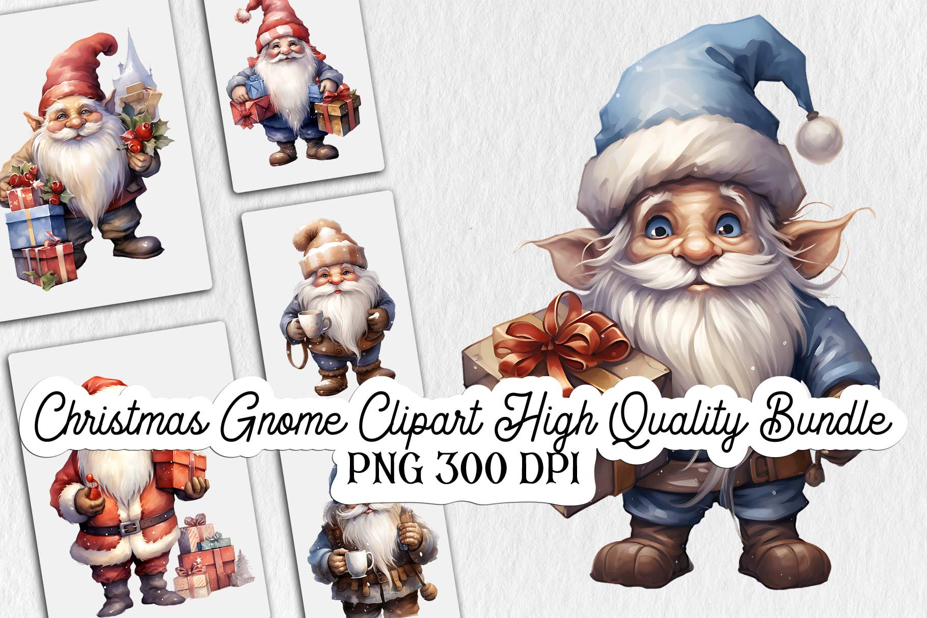 Christmas Gnome Clipart Bundle, an Illustration by Moon Studio