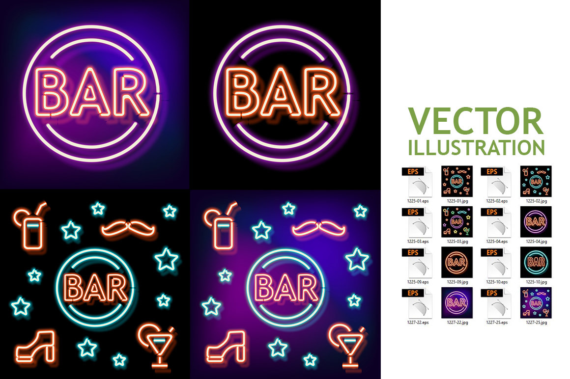 Neon Symbol Bar, a Decorative Illustration by Sabelskaya