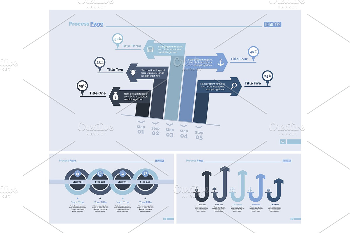 Three Planning Slide Templates Set, a Texture Graphic by SurfsUpVector ...