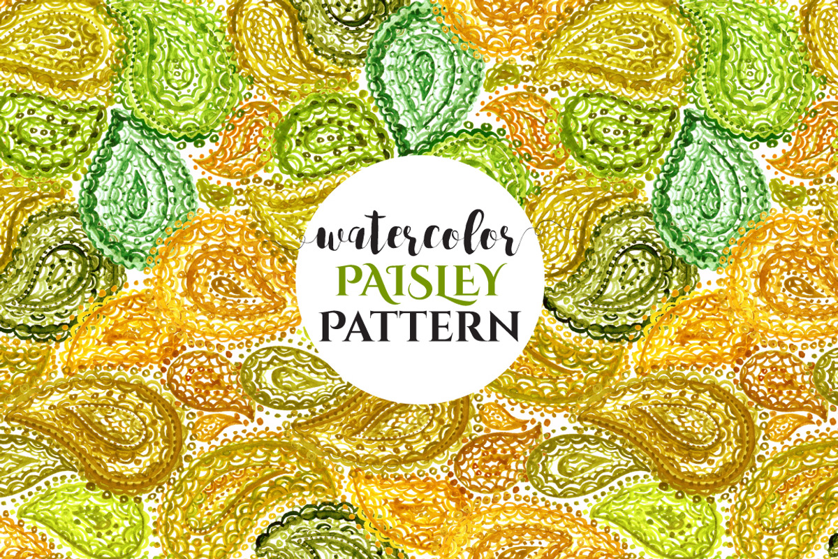 Watercolor PAISLEY Patterns, a Pattern Graphic by ekaart