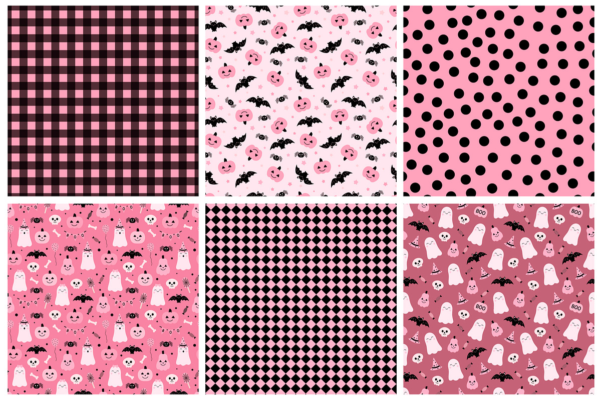 Cute pink Halloween digital paper, a Pattern Graphic by IrinaShishkova