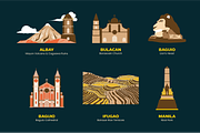 Philippine Landmark Icons - Luzon, an Illustration by The Weekend Supply