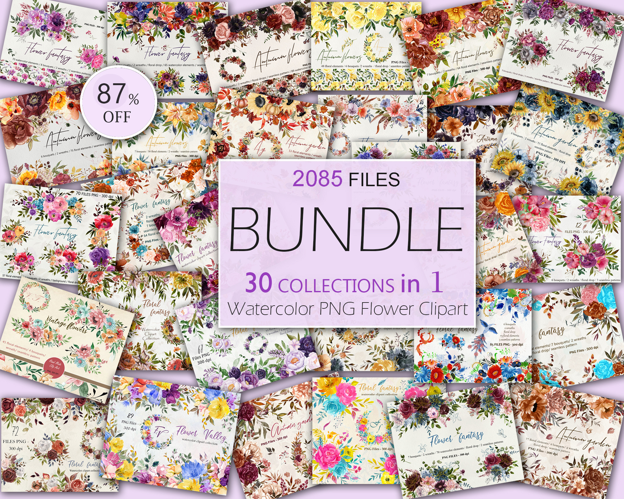 Bundle watercolor clipart floral 1, an Illustration by Art Watercolor ...