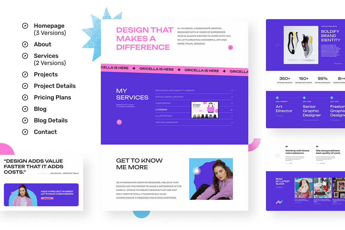 Portfolio Website Design UI Template, an UI Kit Template by peterdraw