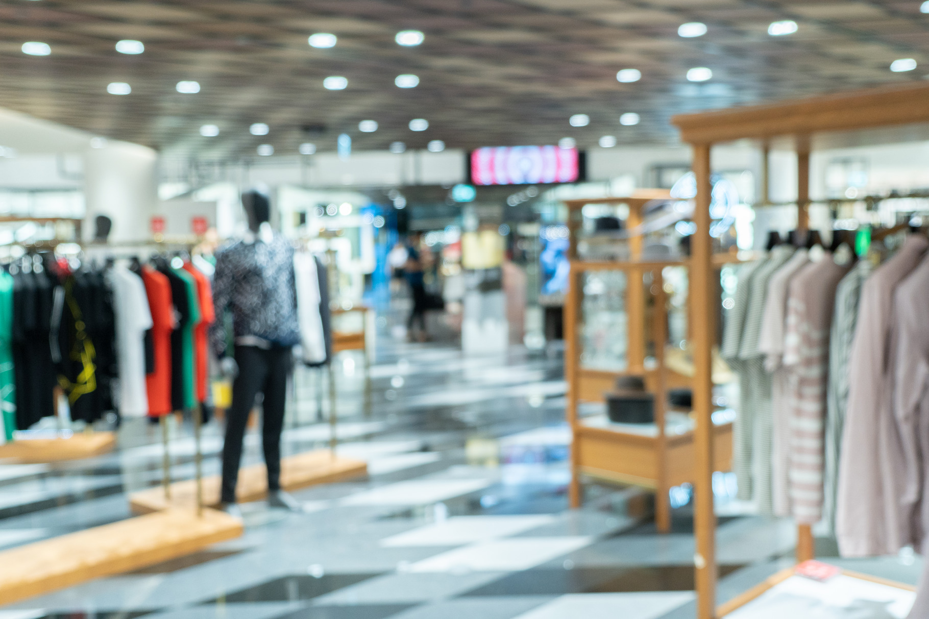 Abstract blurry background of retail containing product, display, and ...