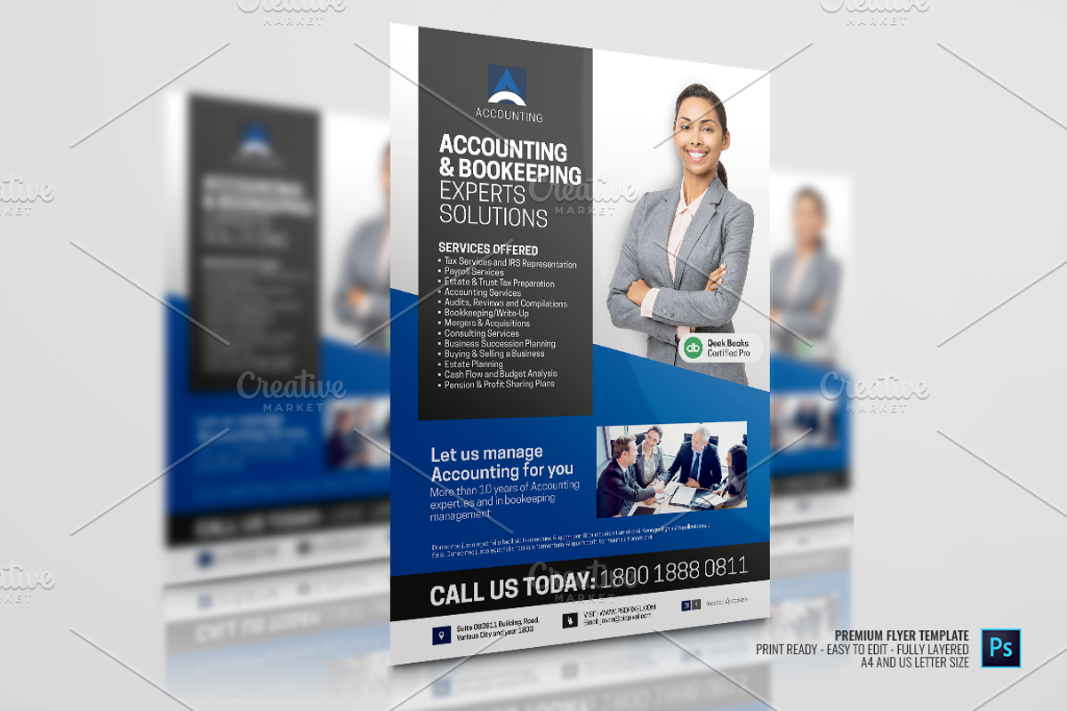 Accounting Company Services Flyer, a Flyer Template by PSDPixel