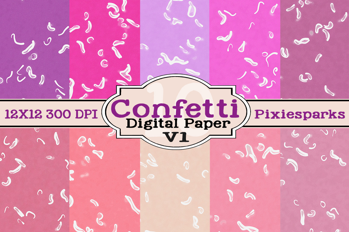 Confetti Digital Paper, a Pattern Graphic by PixieSparks