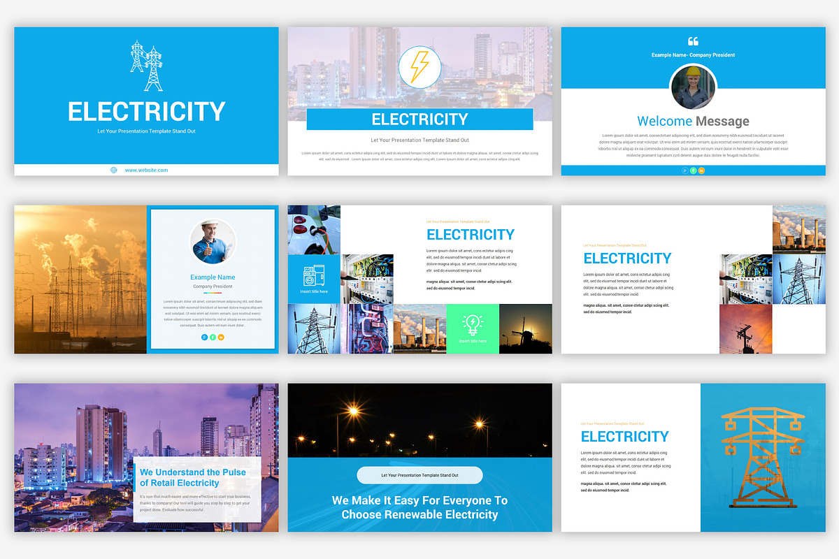 Electricity PowerPoint Template, a Presentation Template by SlideOne