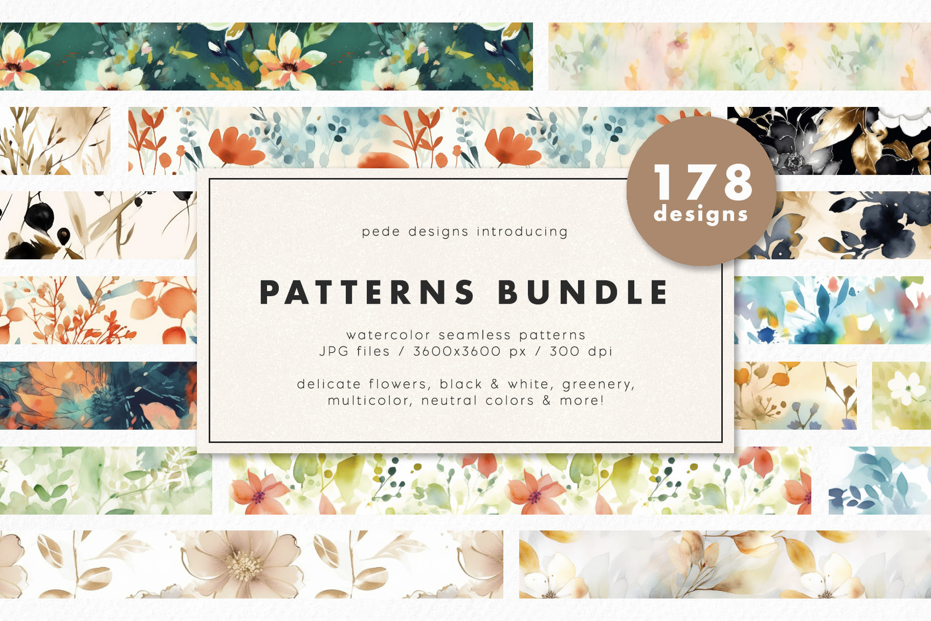 Botanical Patterns Bundle, a Pattern Graphic by PeDe Designs