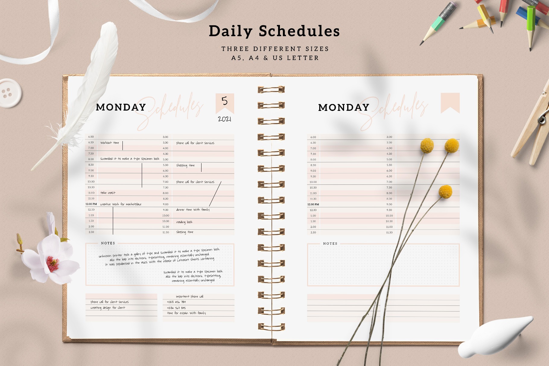 Daily Schedules, a Stationery Template by Amit Debnath
