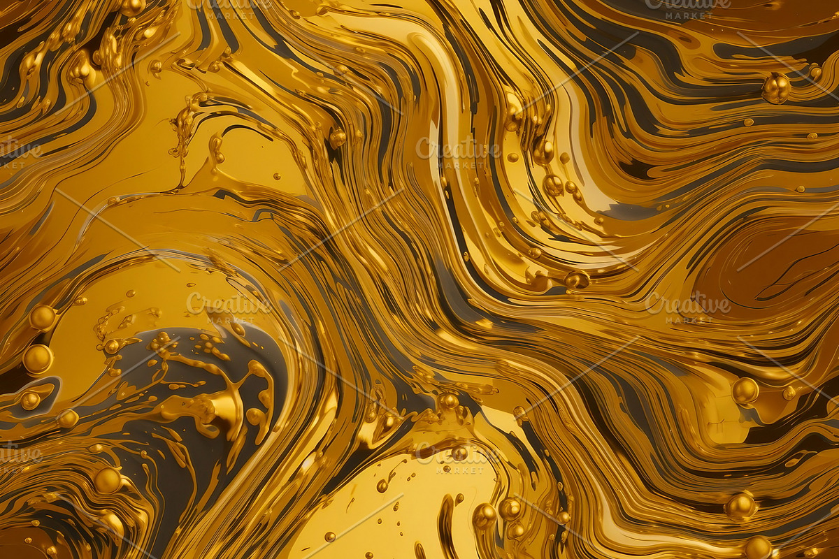 Seamless liquid melted gold, a Texture Illustration by Mashimara