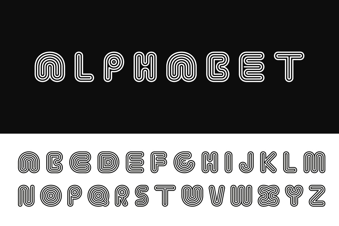 Striped vector alphabet. B&W | Graphic Objects ~ Creative Market