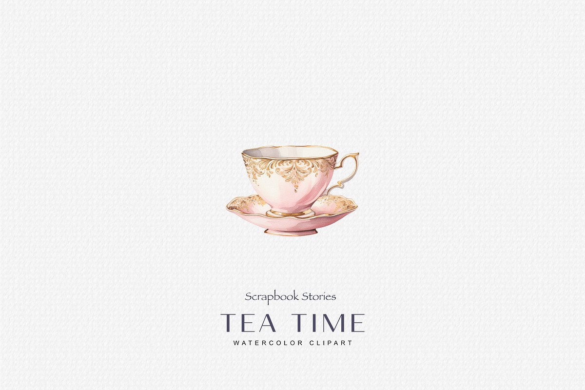 Watercolor Tea Party Clipart Set, a Decorative Illustration by Patishop Art