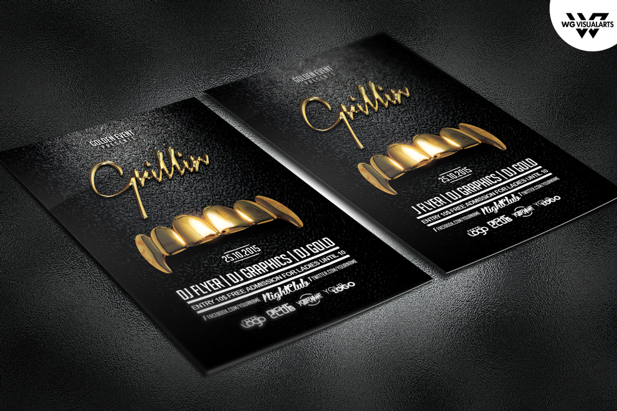 GOLD GRILLZ Flyer Template, a Flyer Template by WG DESIGN
