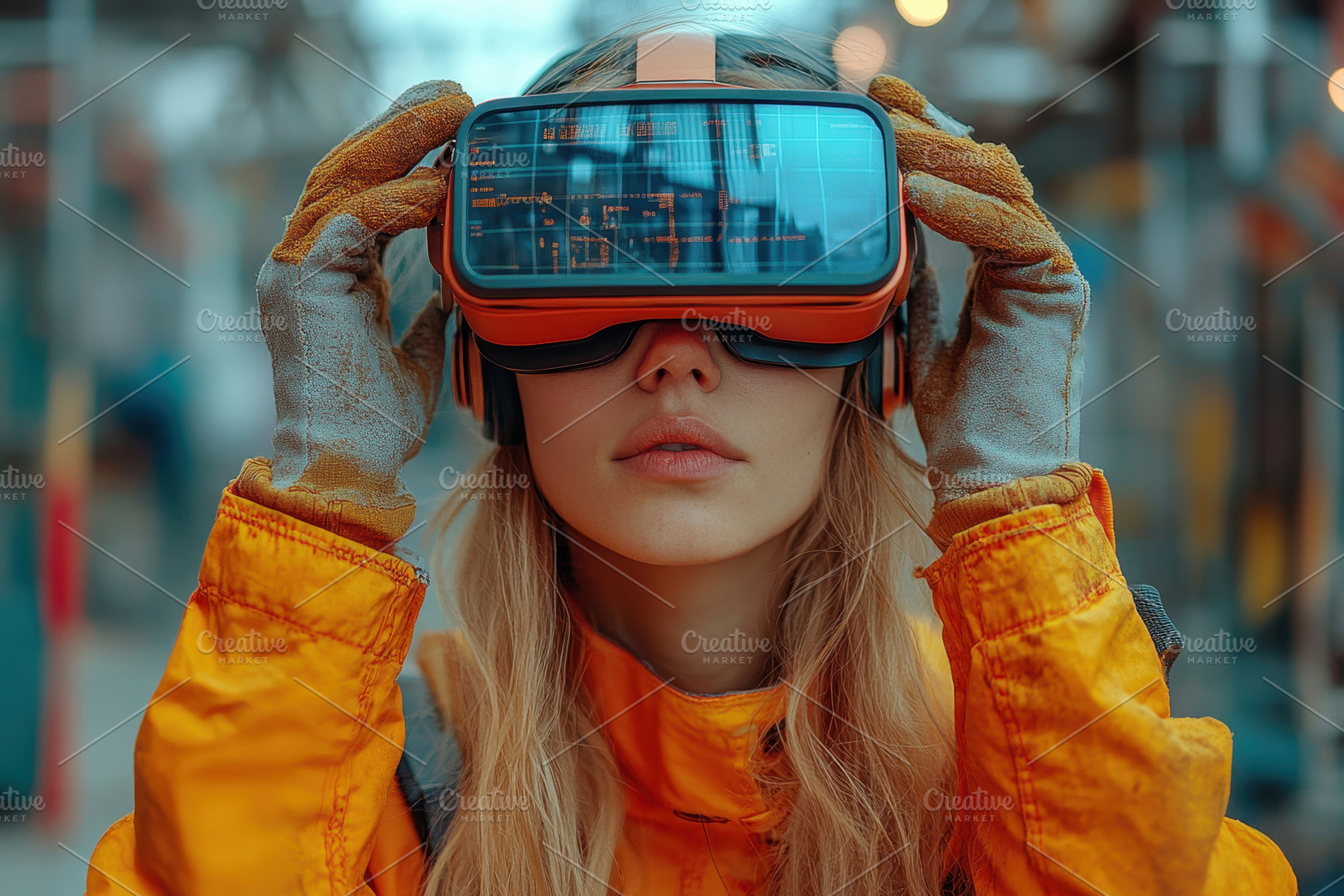 Young woman exploring virtual realit, a Photo by Tanuart
