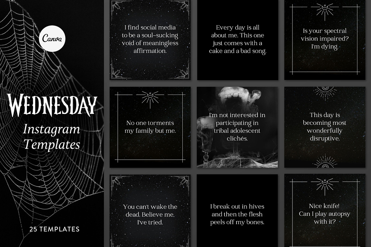 Wednesday Addams Instagram Quotes, a Social Media Template by ...