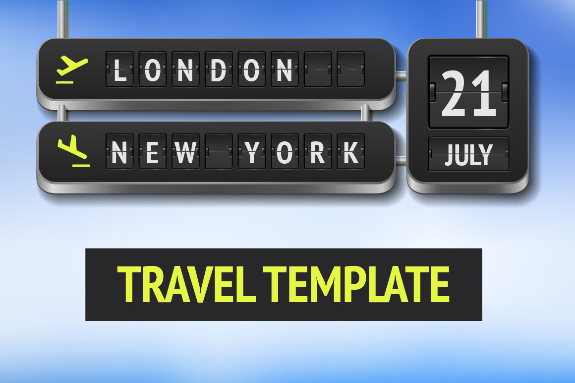 3 Editable Airport boards & alphabet, an Object Graphic by voin_Sveta