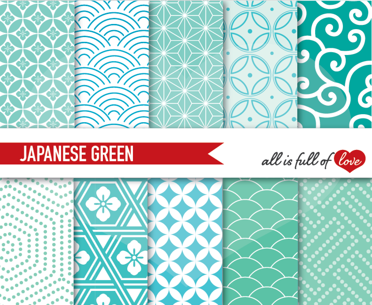 Mint Green Background Patterns, a Pattern Graphic by All is full of Love