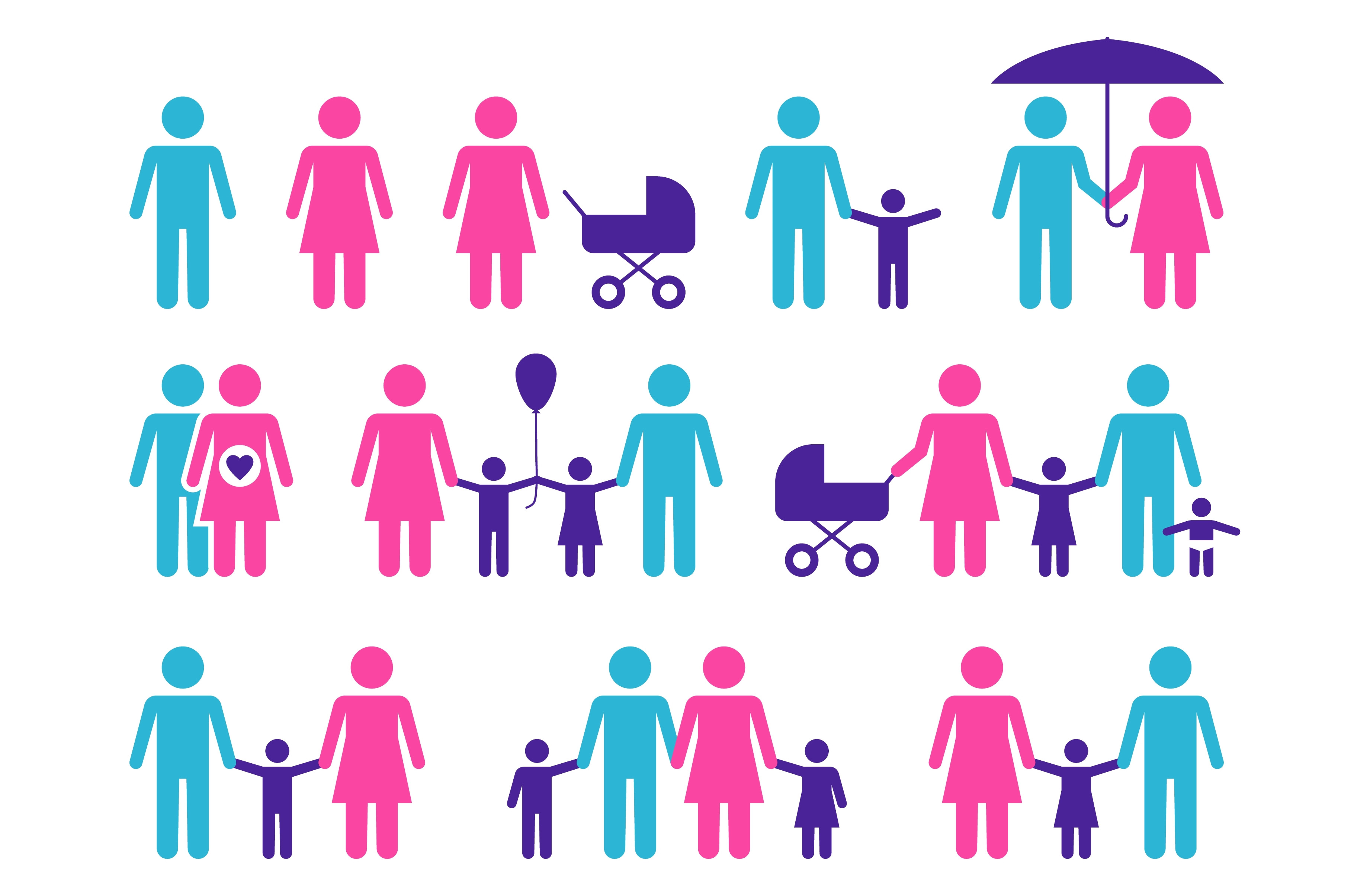 Color family icons. Happy parents, a Person Illustration by YummyBuum