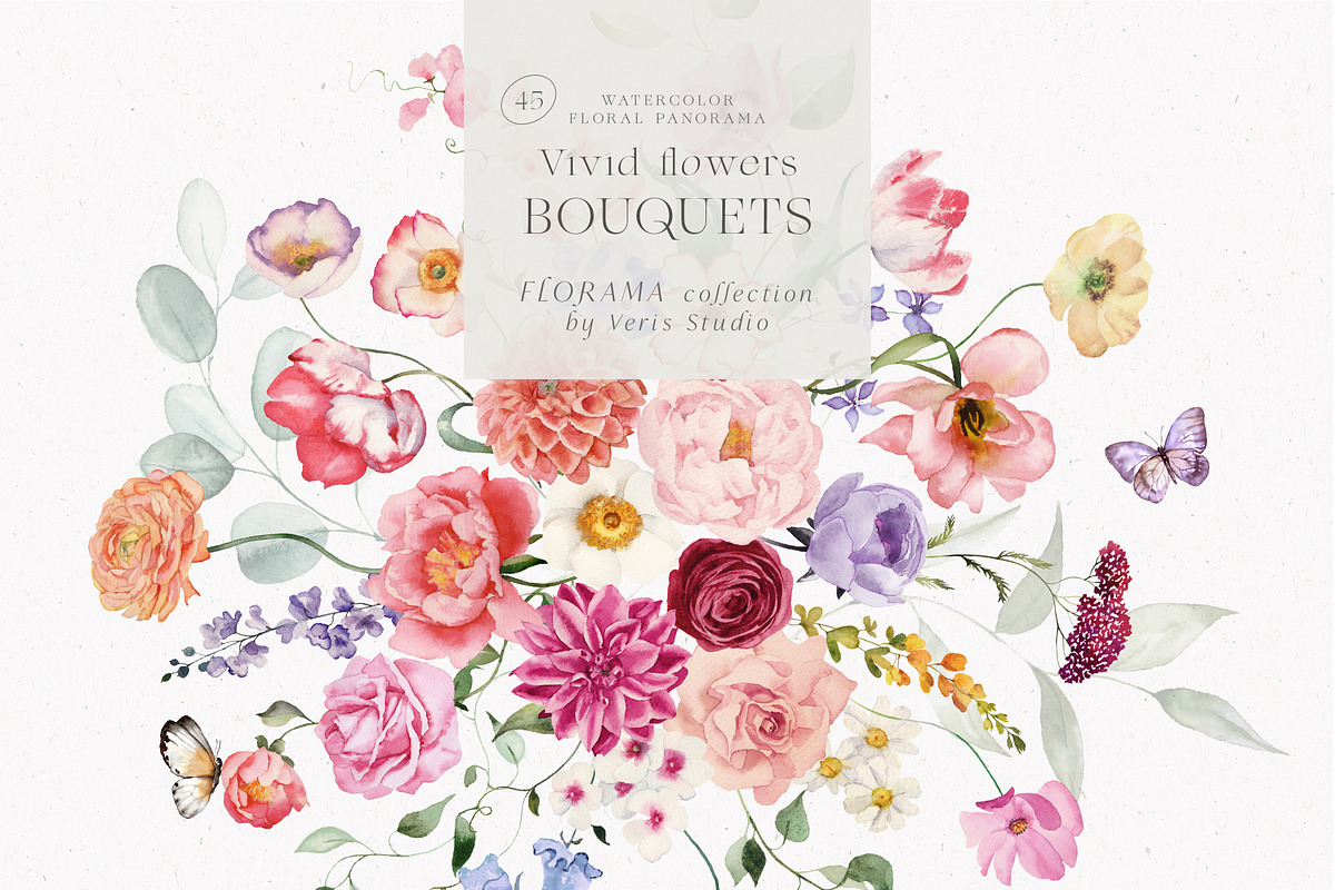 Florama Watercolor Floral Summer Set, a Decorative Illustration by ...