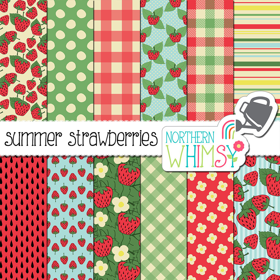 Summer Strawberry Patterns, a Pattern Graphic by Northern Whimsy Design ...