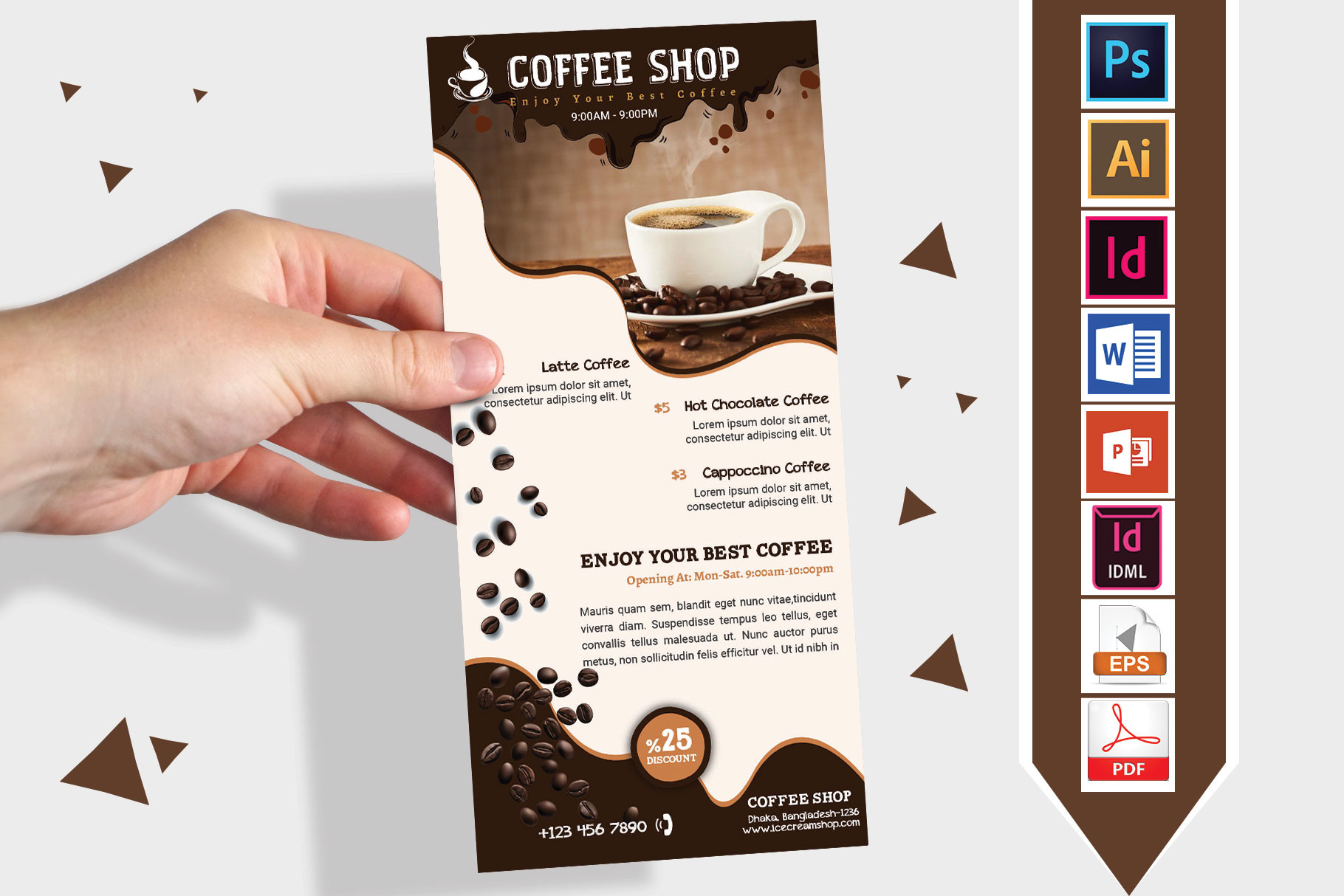 Rack Card | Coffee Shop DL Flyer V-2, a Flyer Template by Imagine ...