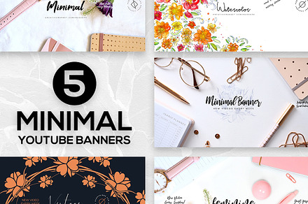 Minimal Youtube Channel Art Banners, a Social Media Template by RussGFX