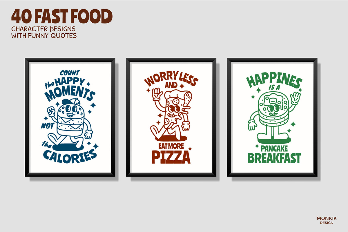 40 Fast Food Characters Design, an Illustration by monkik
