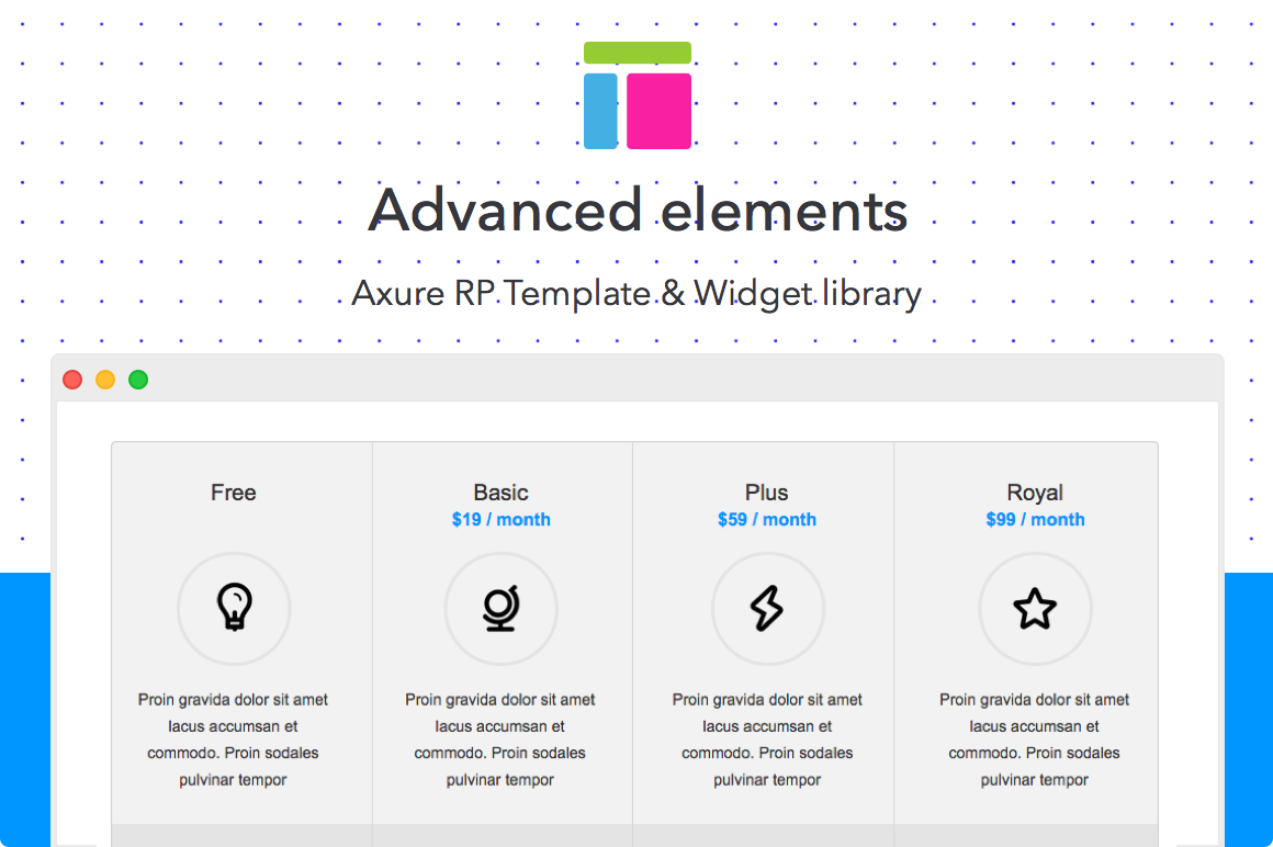 Axure template / Advanced elements, a Websites & App Template by Axemplate