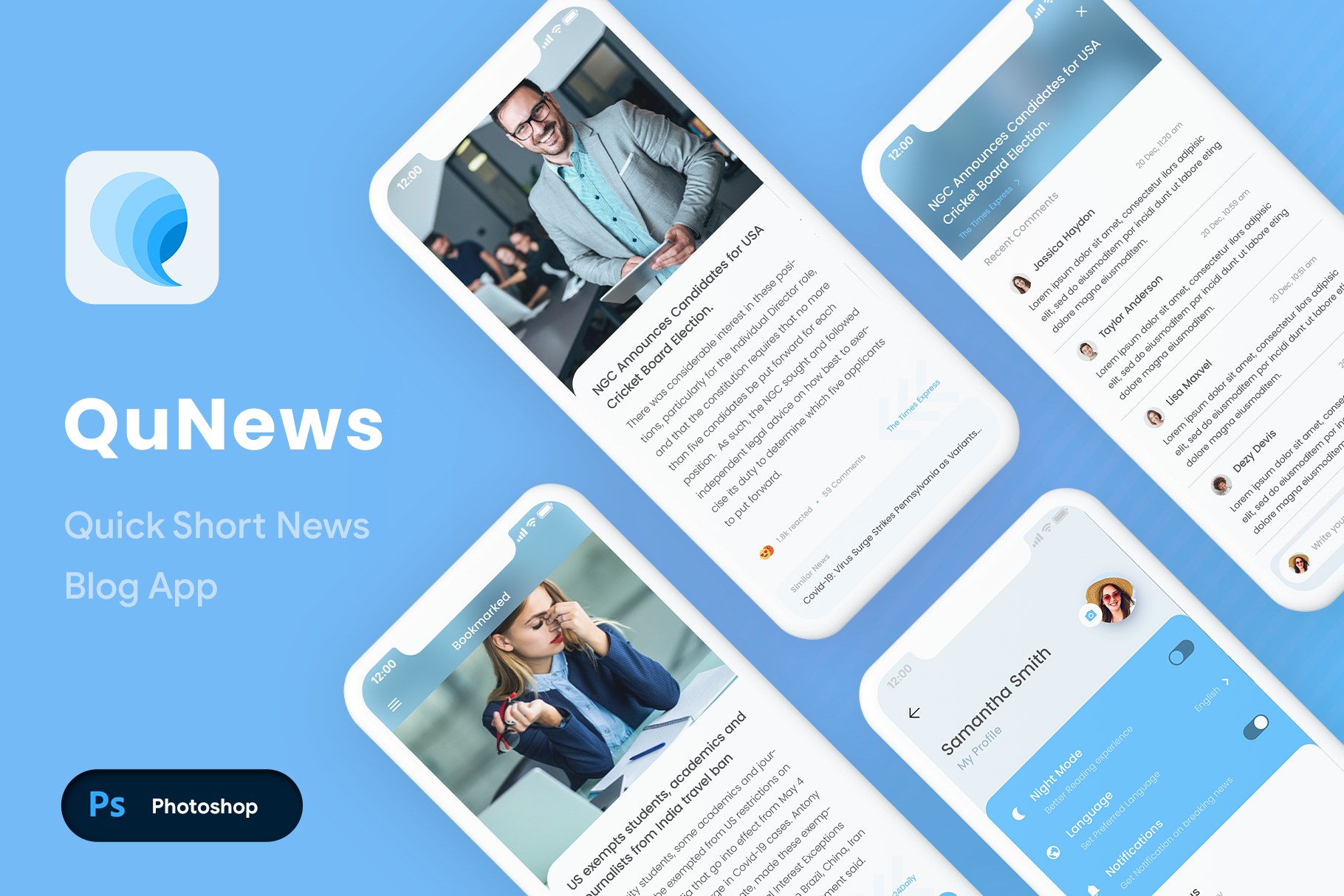 News App| Blog & Magazine App| QuNews | Creative Market