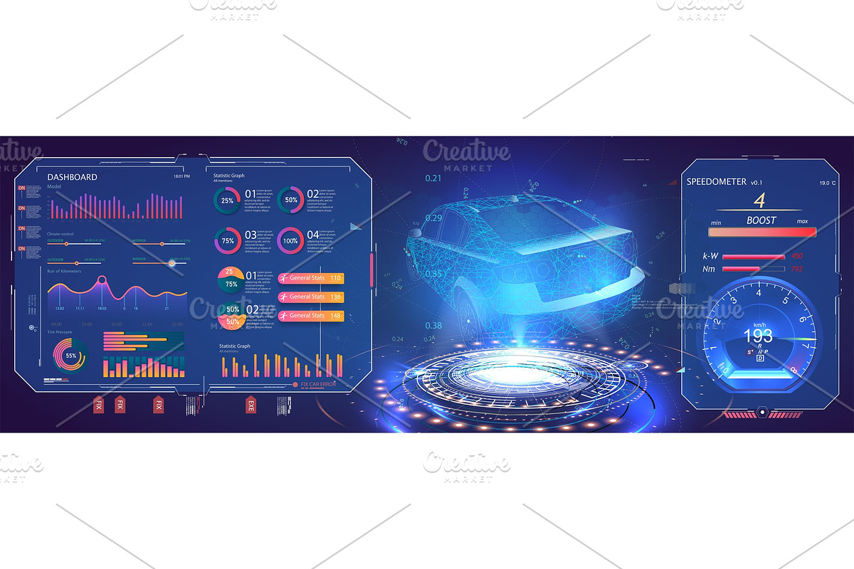 Futuristic car user interface, a Technology Illustration by ZinetroN