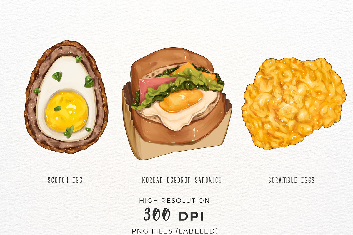 Breakfast Egg Menu Illustrations, a Food Illustration by ArtbyHien