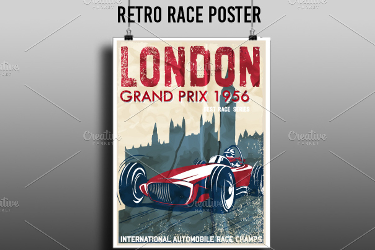 Retro race posters, an Education Illustration by swsctn | Creative Market
