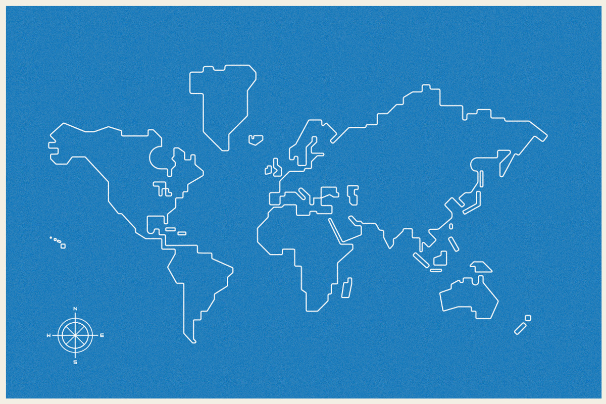 World Map Simple Vector, an Illustration by Skylars Art Supplies