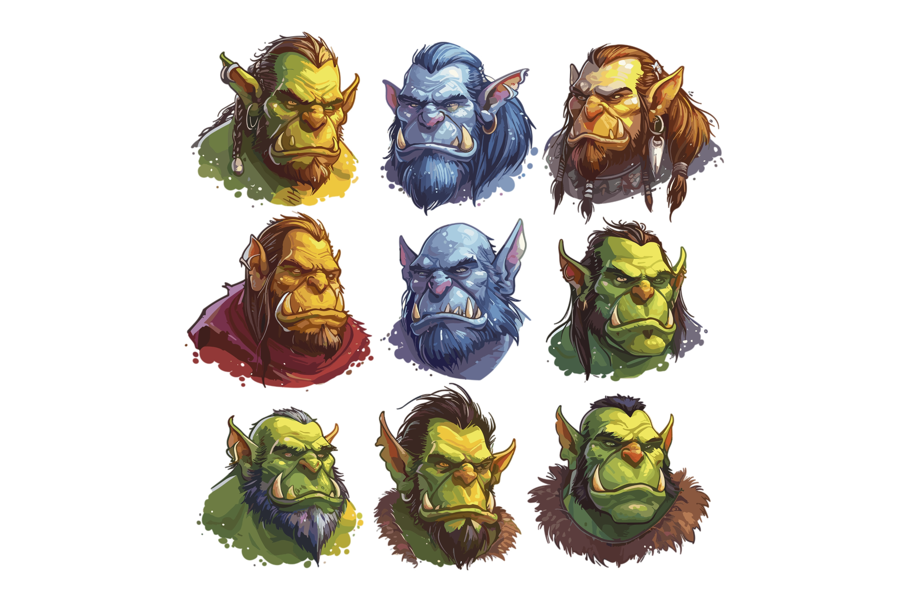 Orcs avatars mythical characters | Object Illustrations ~ Creative Market