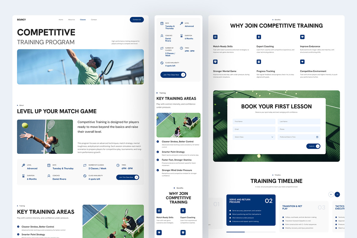 Tennis Academy Website UI Figma, an UI Kit Template by peterdraw