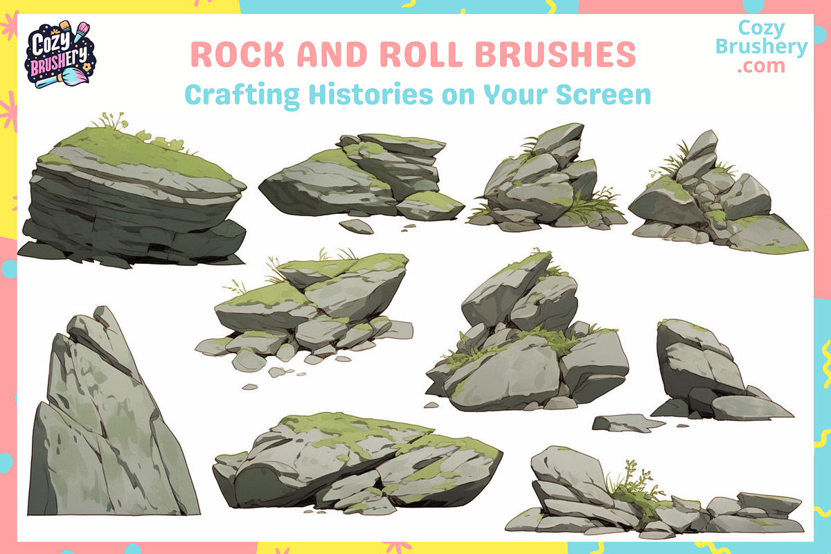 Procreate Rock Stone Brushes, a Brush Add-On by Cozy Brushery