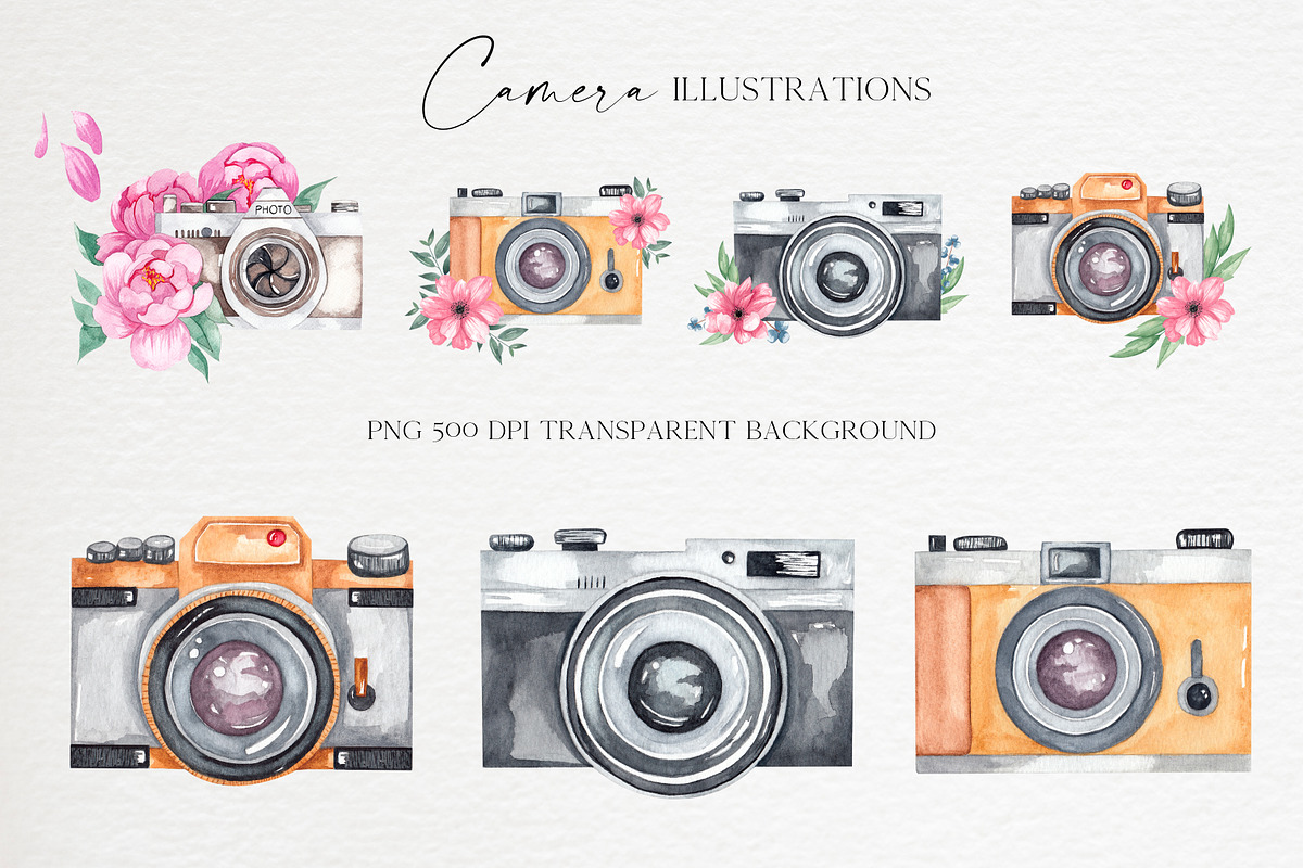 Watercolor Camera Clipart. Part I., an Illustration by Ooh Lily