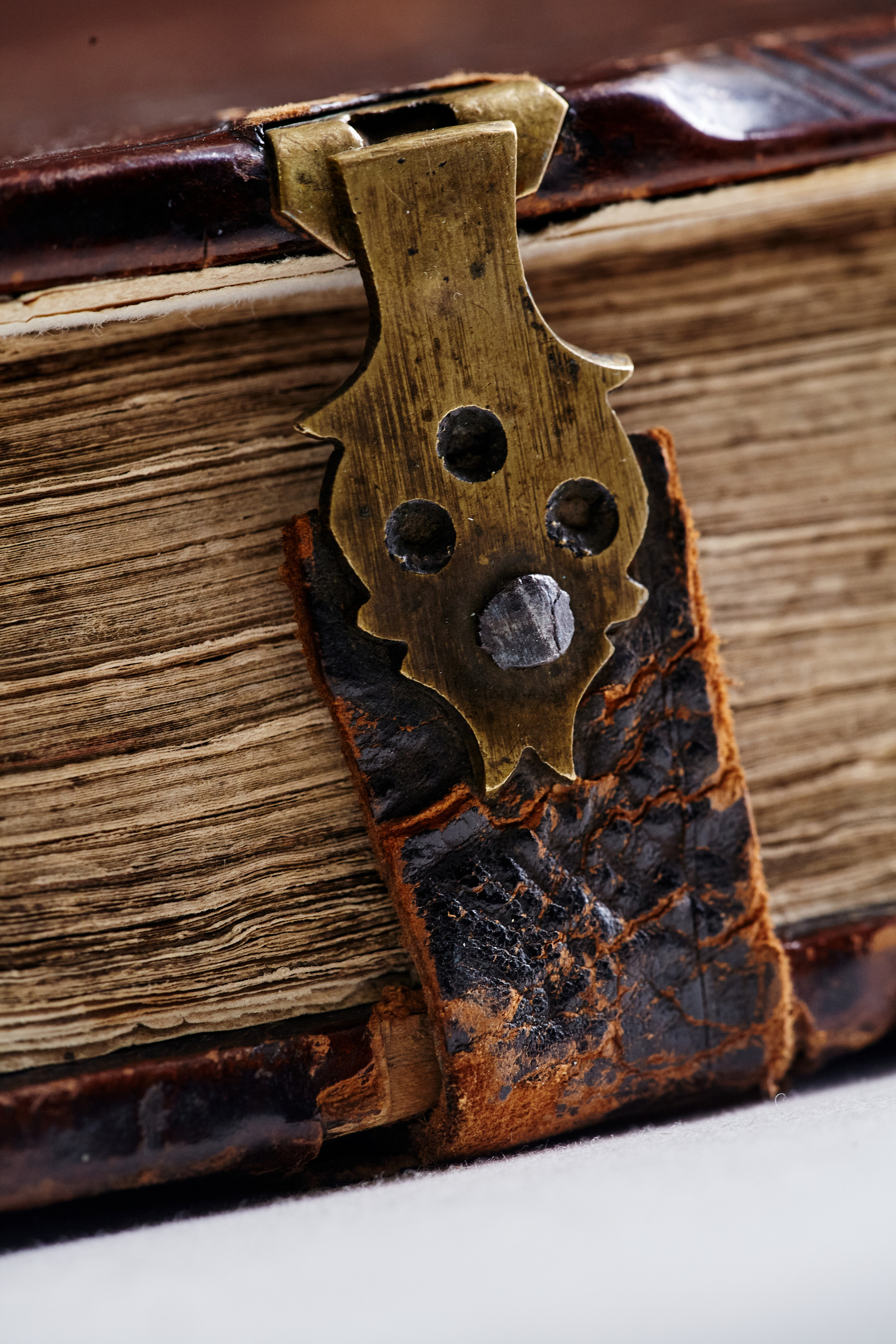 Antique book, with brass clasps. Fragment of an old book | School ...