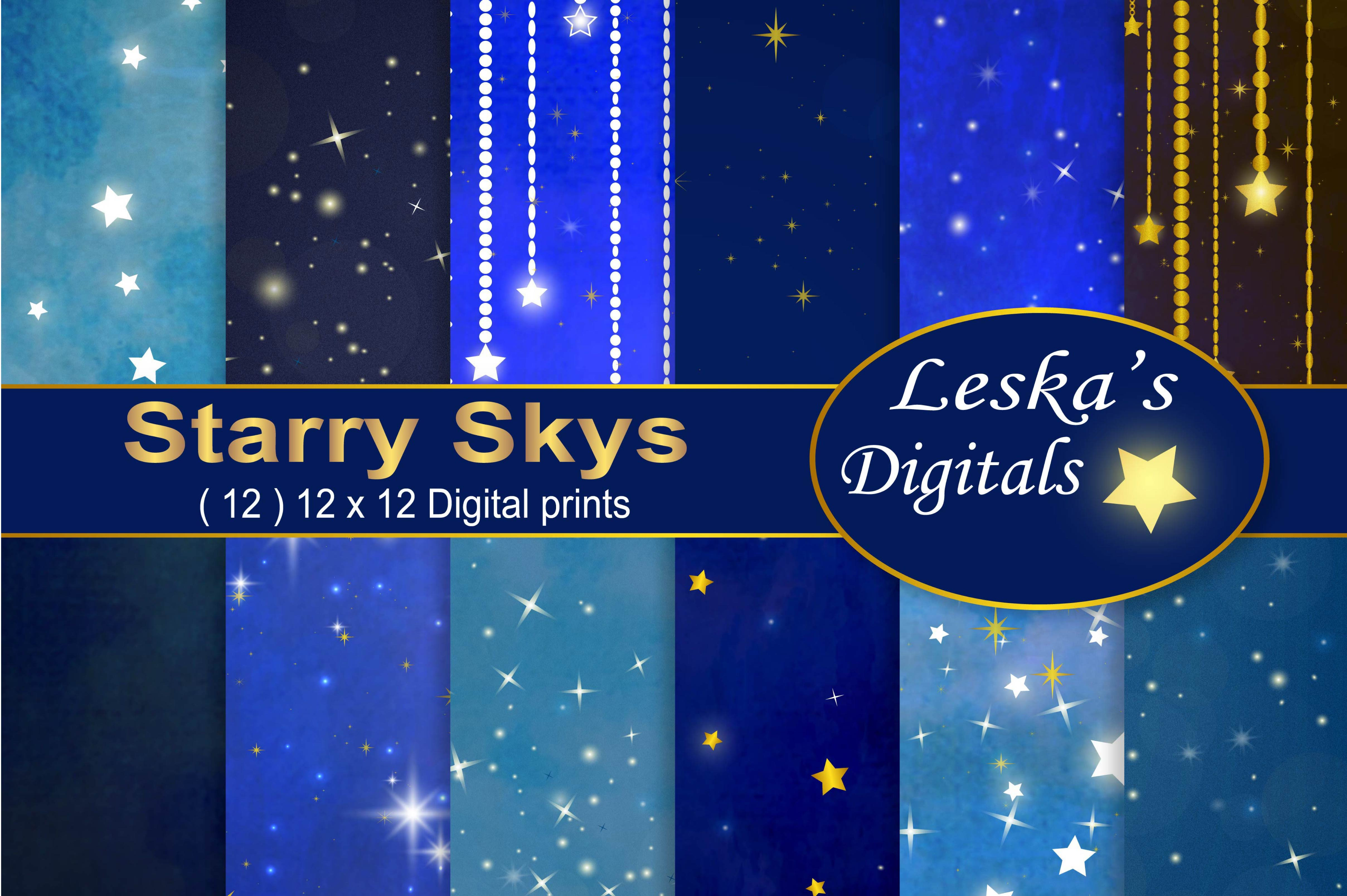Starry Skies Digital Paper Pack, a Texture Graphic by Leska's Digitals
