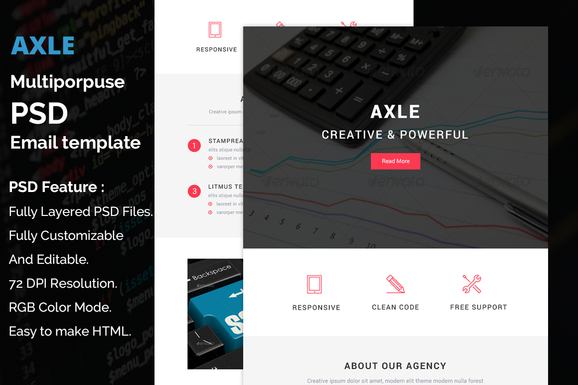Axle - PSD email template, an Email Template by QuickArtisan