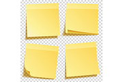 Sticky note with shadow isolated on transparent background set. Yellow ...